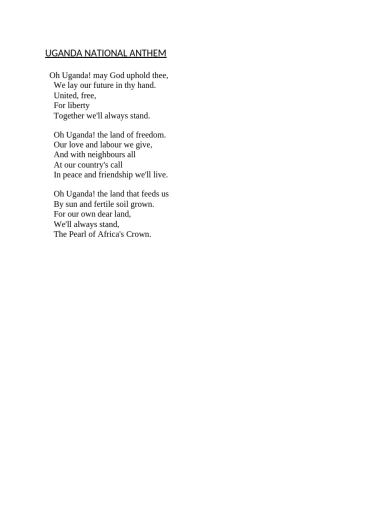 Uganda National Anthem | PDF