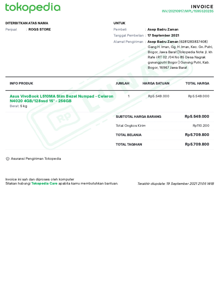Invoice laptop | PDF