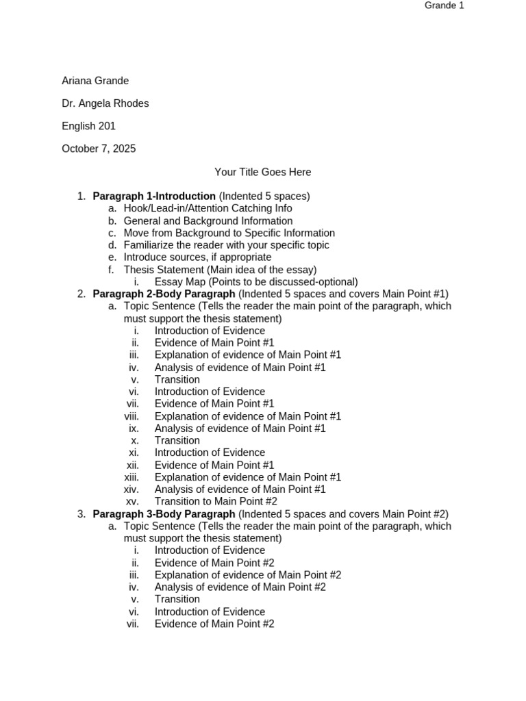 MLA Essay Outline Template | PDF | Paragraph | Essays