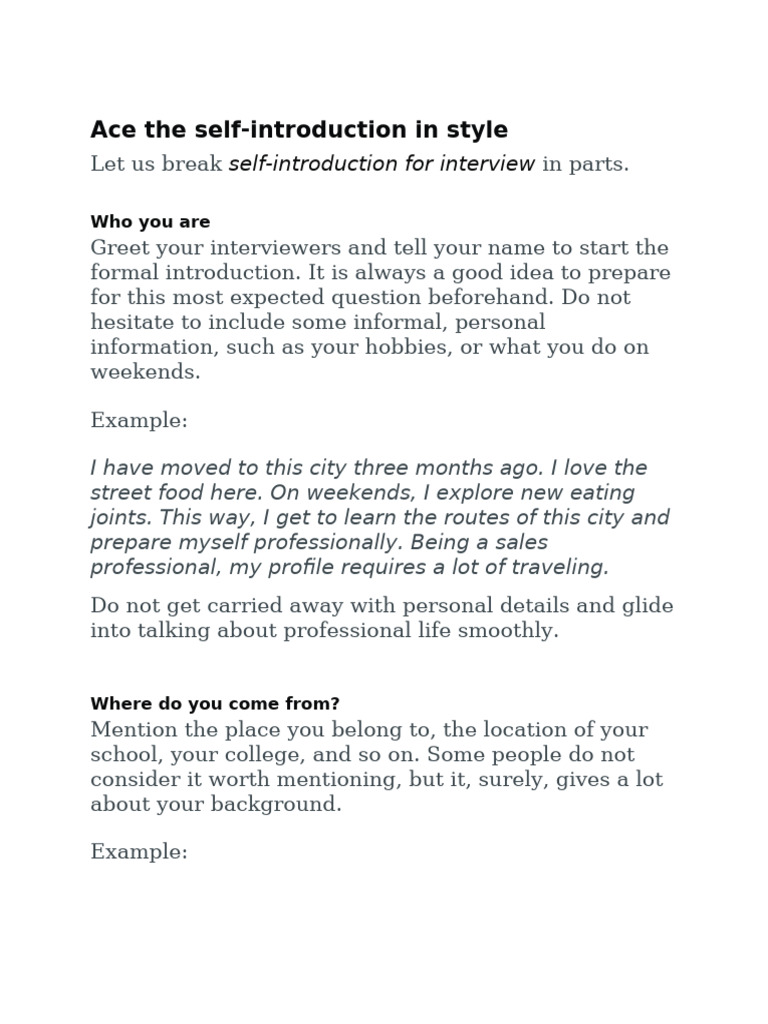 Ace The Self Introduction | PDF