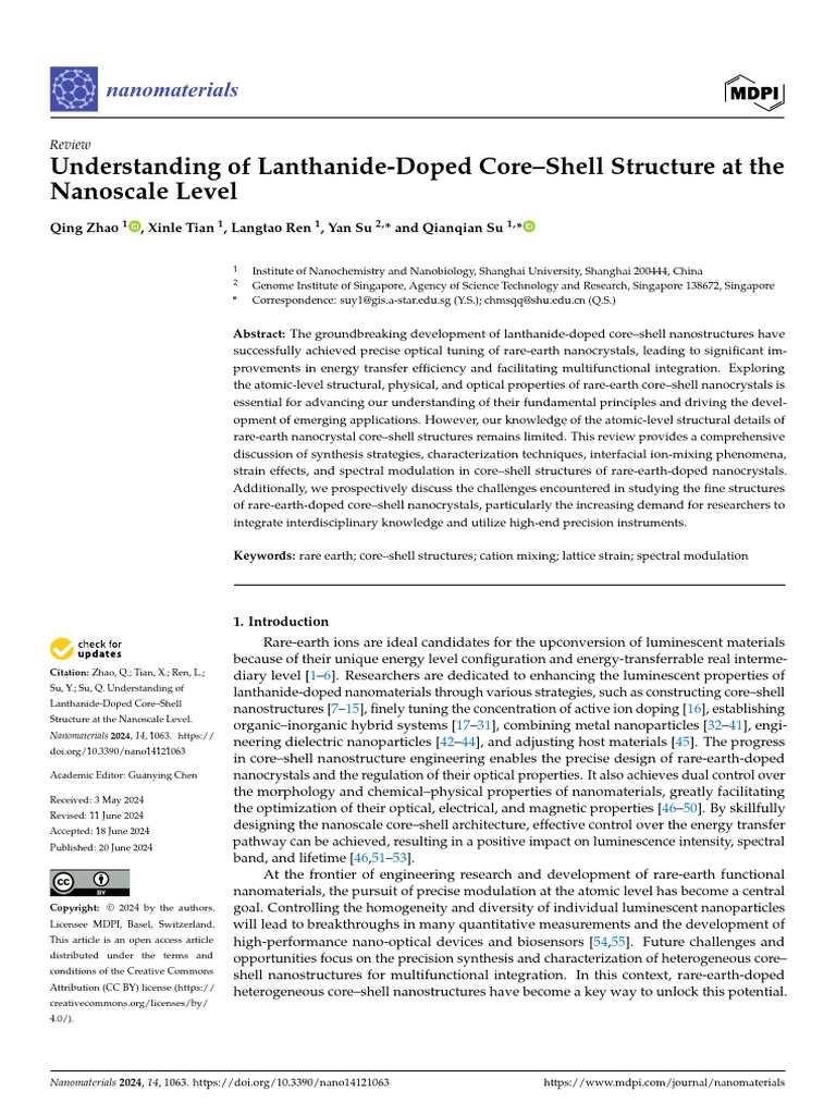 Understanding of Lanthanide-Doped Core-Shell Structure at the Nanoscale Level | PDF ...