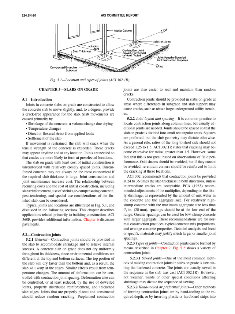 ACI 224.3R: Joints in Concrete Slabs | PDF | Concrete | Road Surface