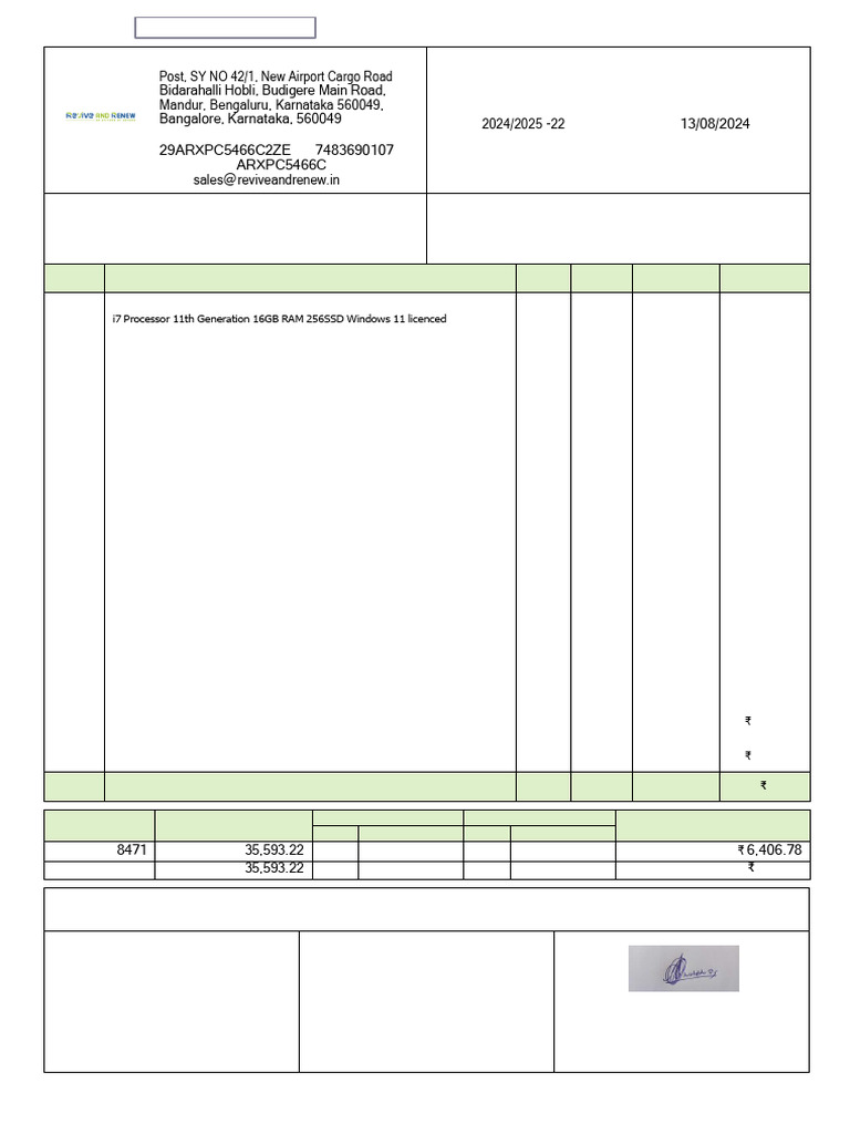 Invoice for Lenovo IdeaPad Purchase | PDF | Government Finances | Taxes