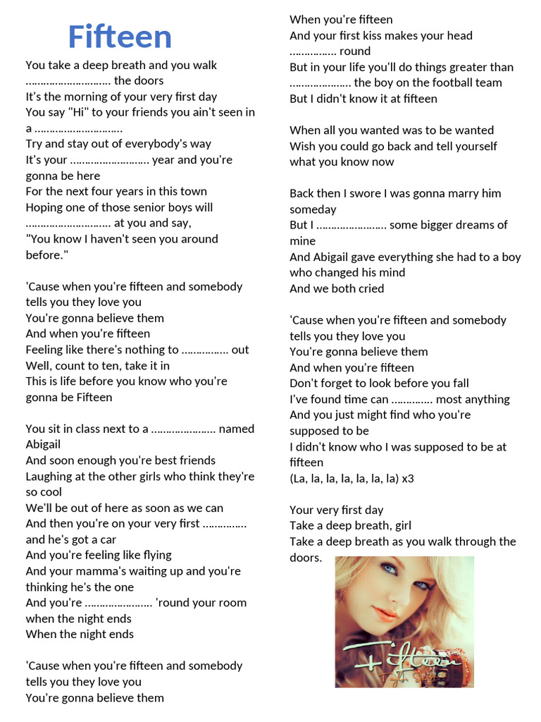 Taylor Swift's "Fifteen" Analysis | PDF