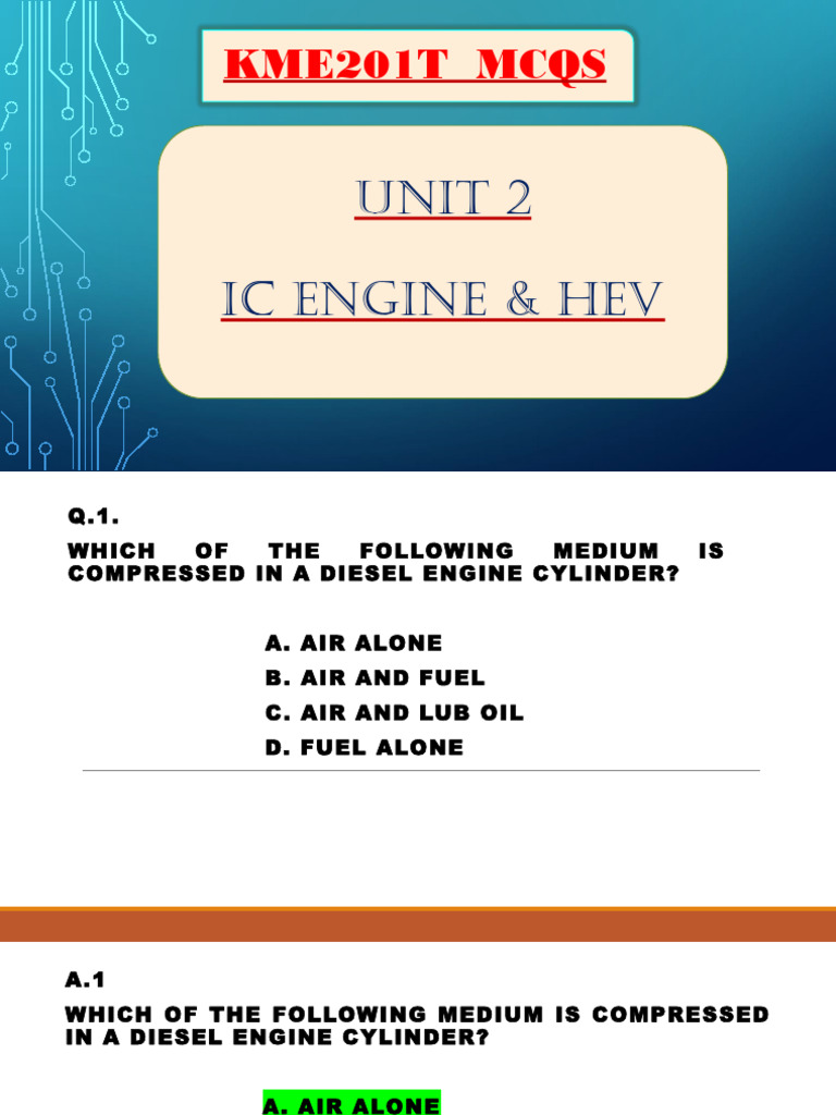 Revision Unit 2 - IC Engine | PDF | Internal Combustion Engine | Diesel Engine
