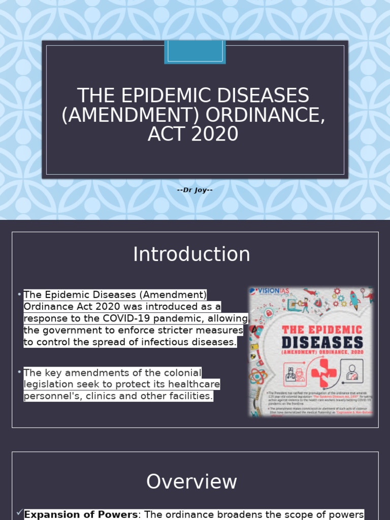 The Epidemic Diseases (Ammendment) Ordinance Act 2020 | PDF | Epidemics ...