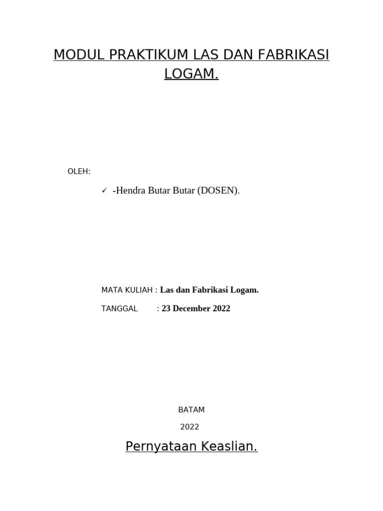 Modul Praktikum Las dan Fabrikasi Logam | PDF