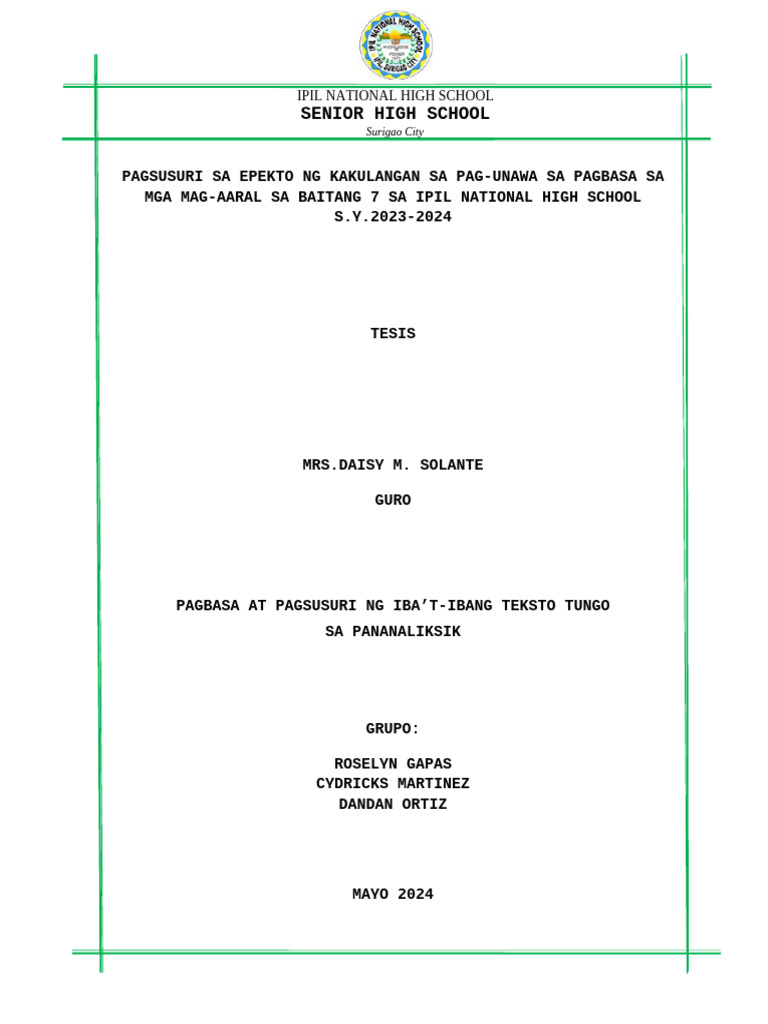 Basul Island - Gapas Group. Final | PDF