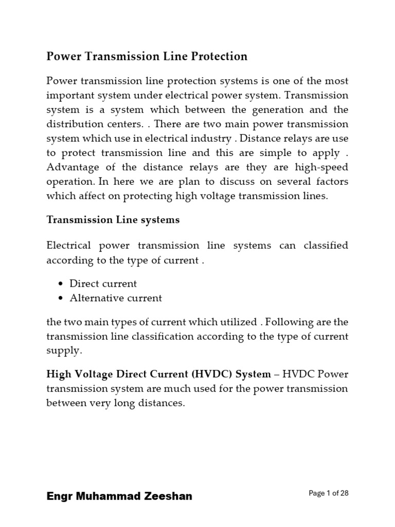 Transmission Line Protection | PDF | Transformer | Electric Power ...