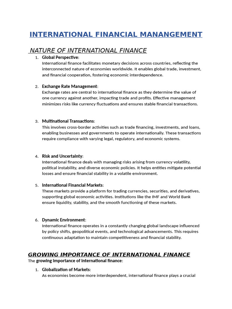 International Financial Manangement | PDF | International Finance ...