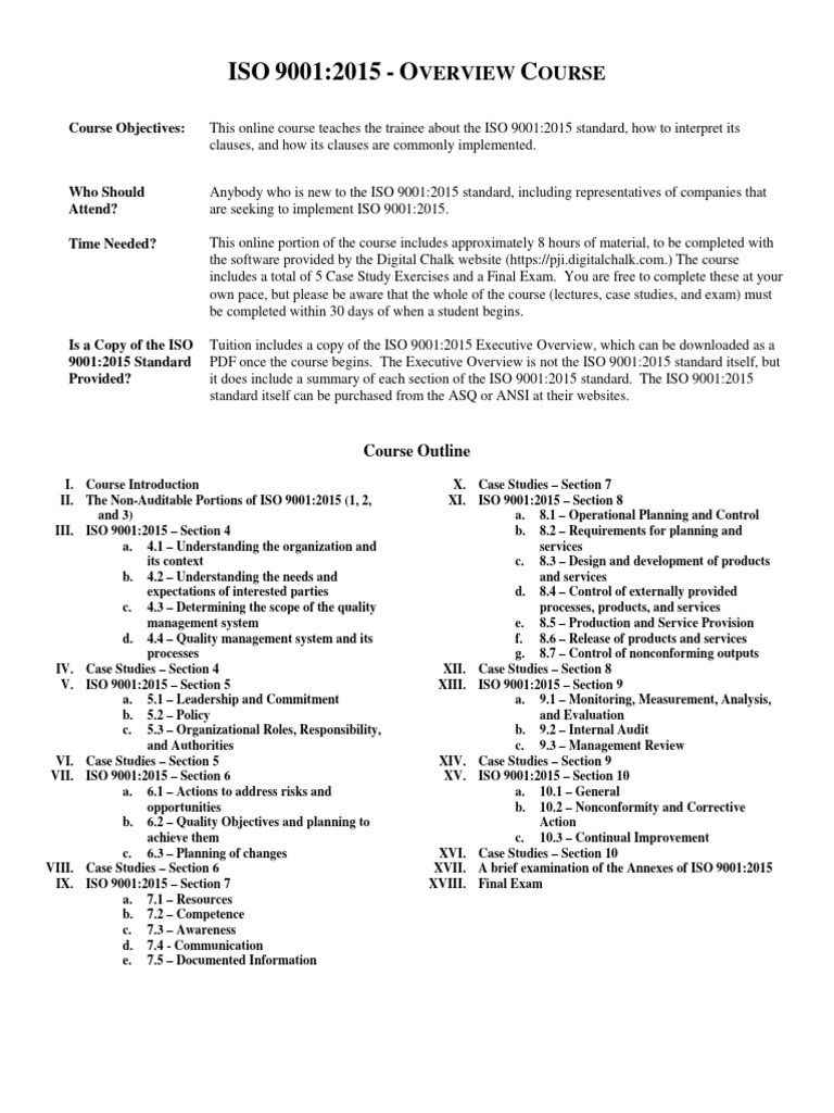 ISO 9001-2015 Overview Outline | PDF | Iso 9000 | Internal Audit