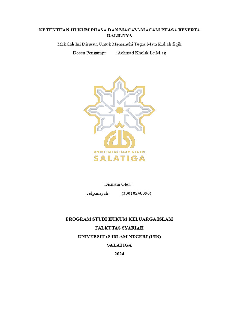 Tugas Makalah Penjelasan Puasa Kel.2 Revisi | PDF