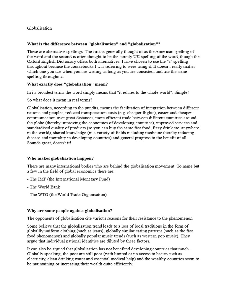 Globalisation Article | PDF | Globalization | Developing Country