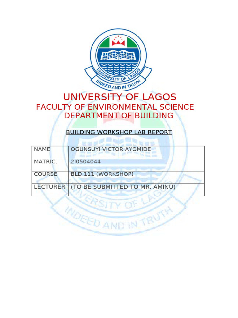 Building Workshop Lab Report - UNILAG | PDF