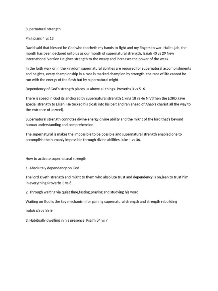 Supernatural Strength | PDF