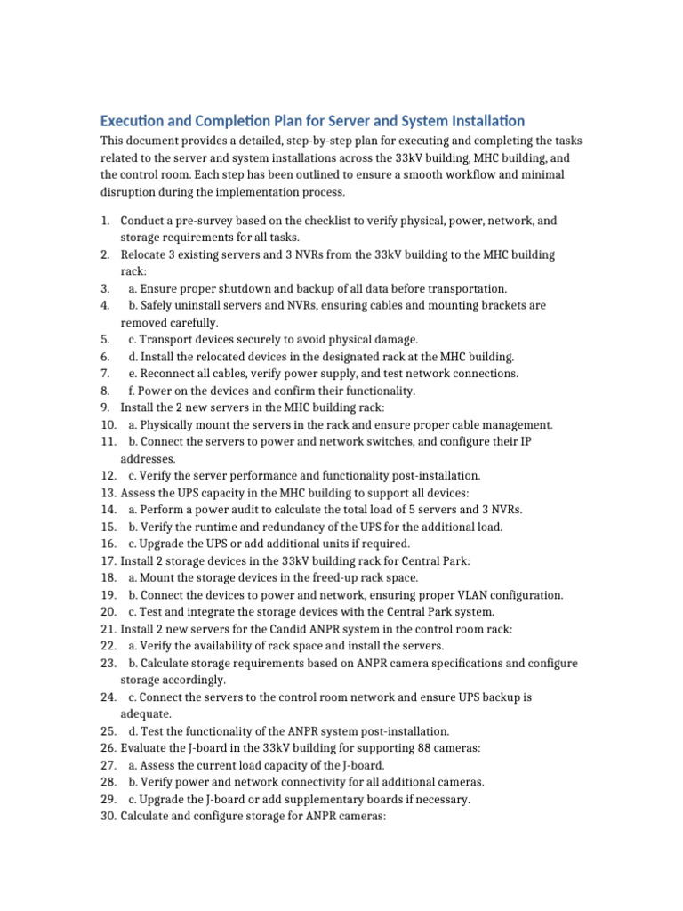 Execution_and_Completion_Plan | PDF | Computer Network | Server (Computing)