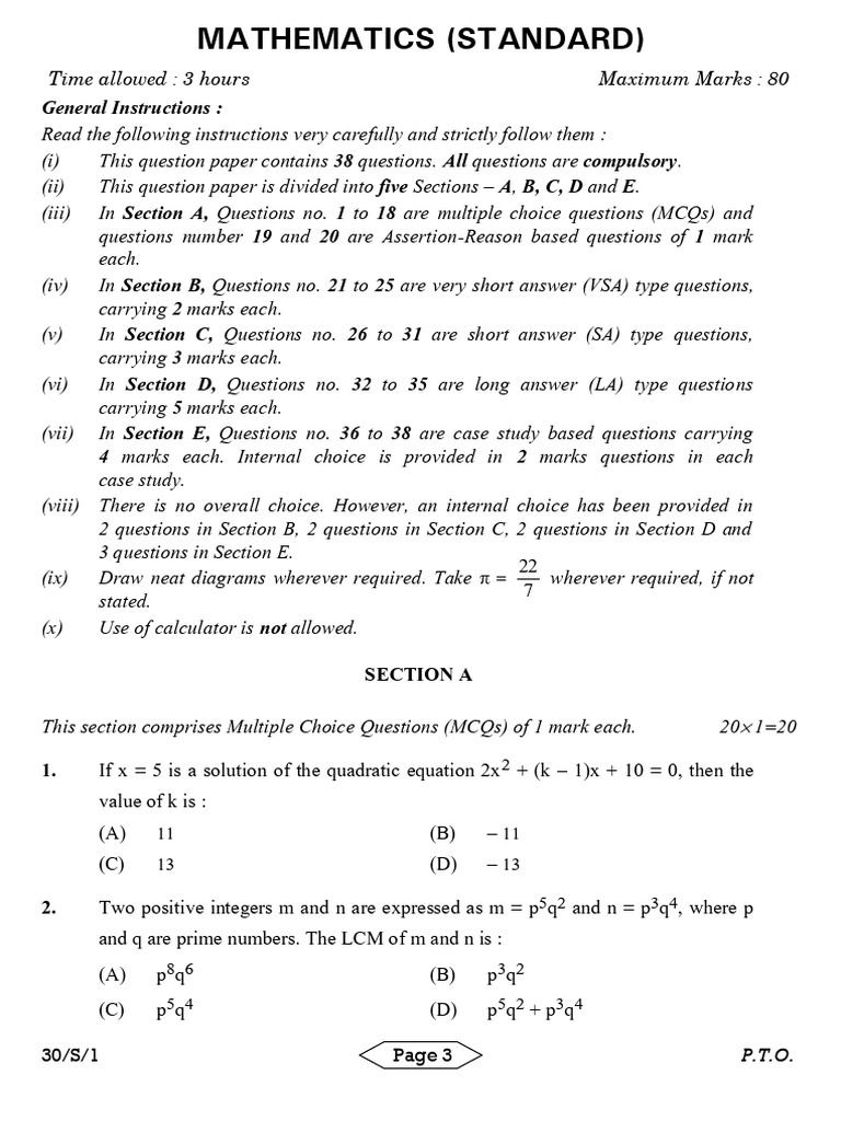 10_Mathematics_SP_6 | PDF | Circle | Angle