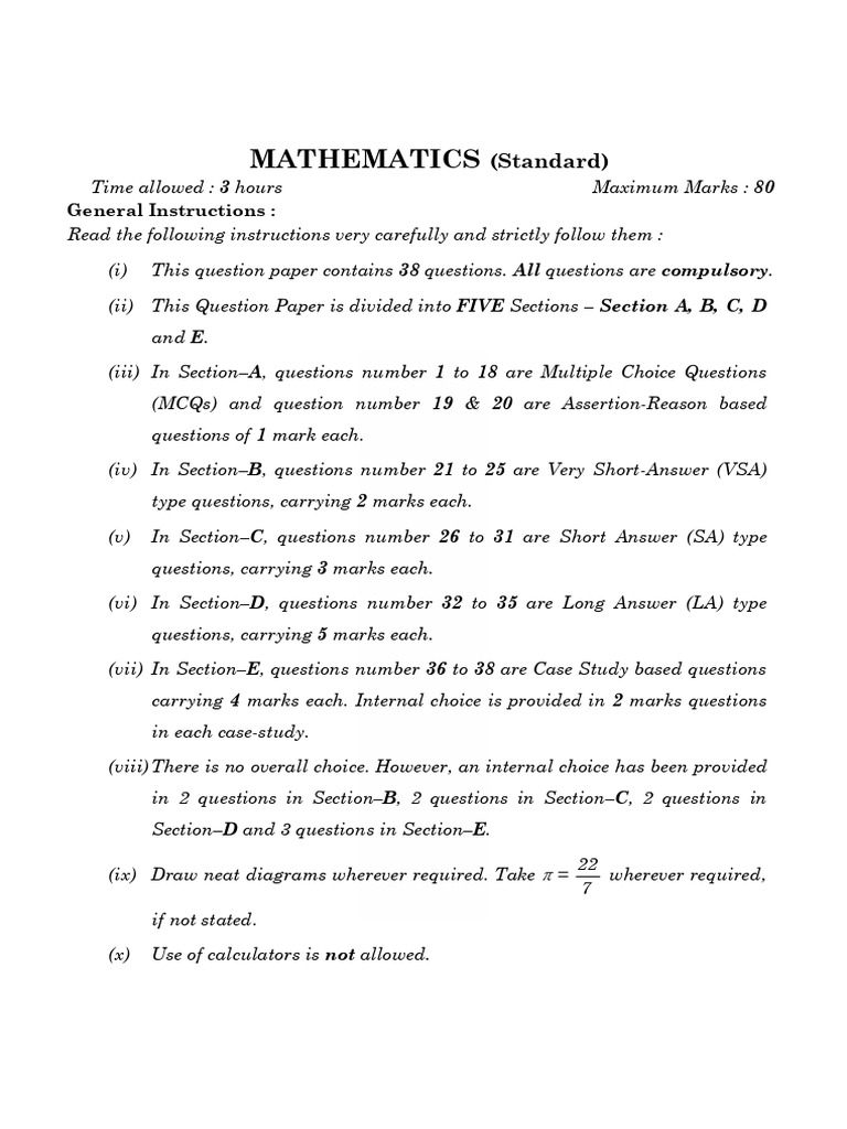10_Mathematics_SP_3 | PDF | Circle | Area