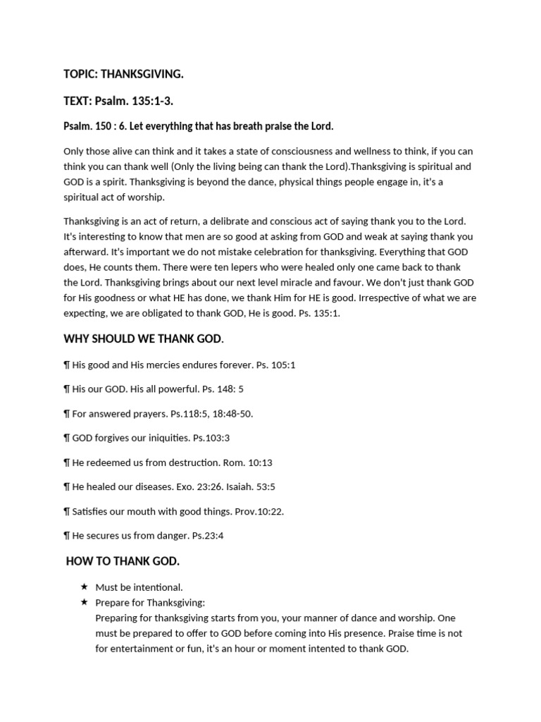 The Spiritual Importance of Thanksgiving | PDF | God | Religious Belief ...