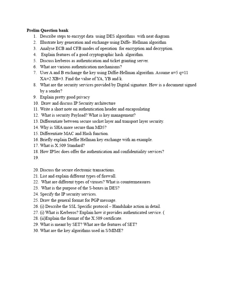 Prelim Network Security Question Bank | PDF