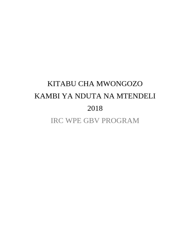 Kitabu Cha Mwongozo Juu Ya SGBV | PDF