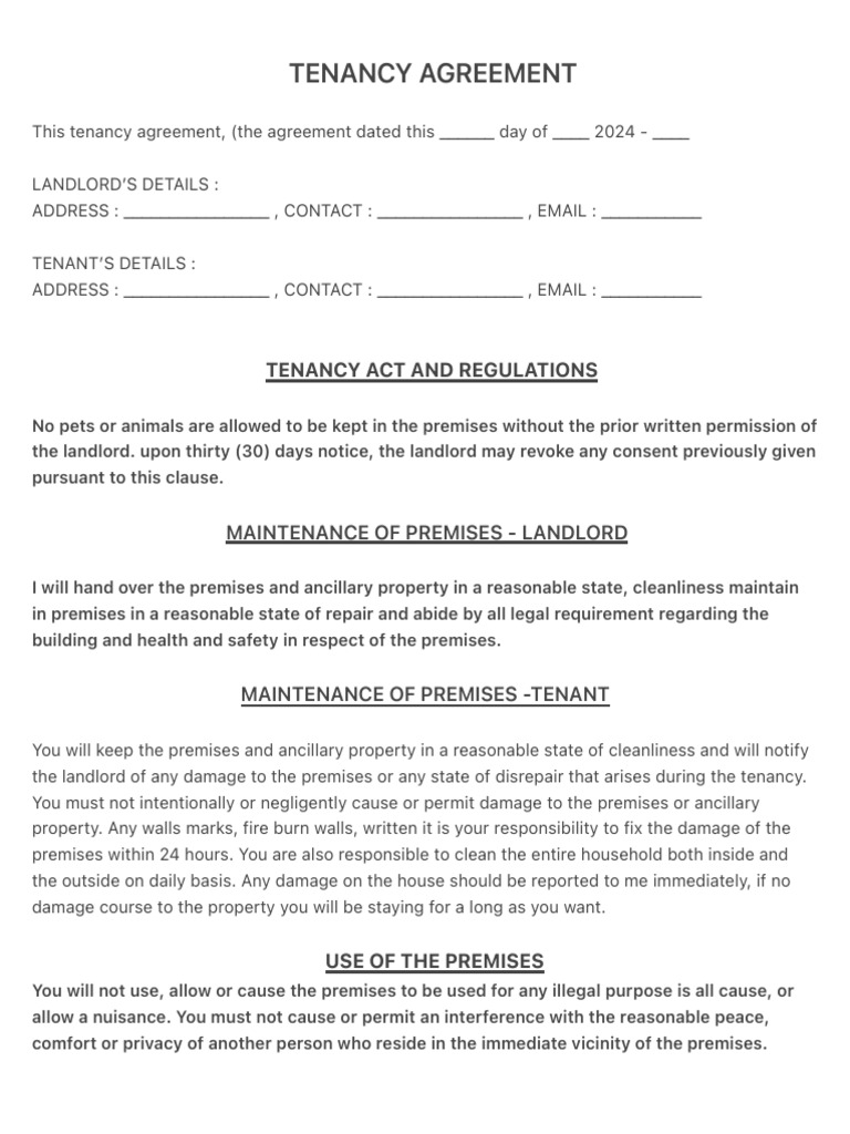 TENANCY AGREEMENT 3 | PDF | Leasehold Estate | Landlord