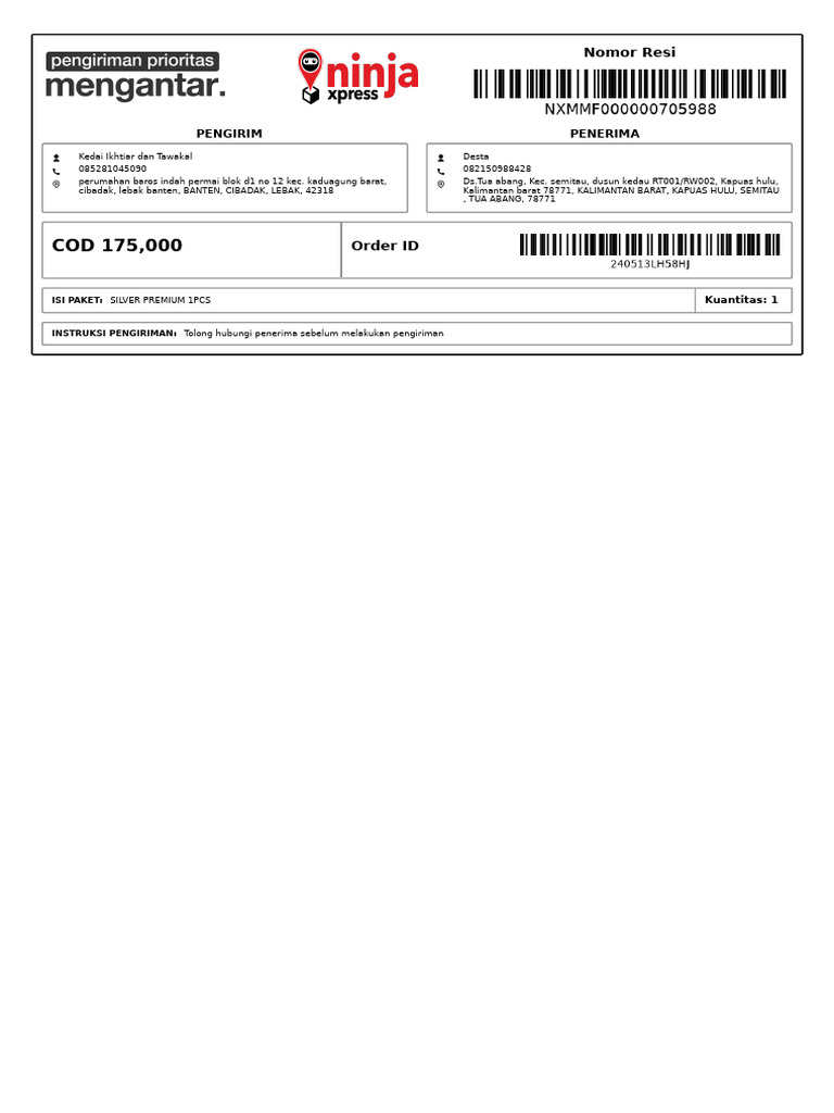 Detail Pengiriman Paket COD | PDF