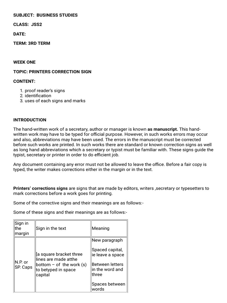 Understanding Printer Correction Signs | PDF | Proofreading | Typography