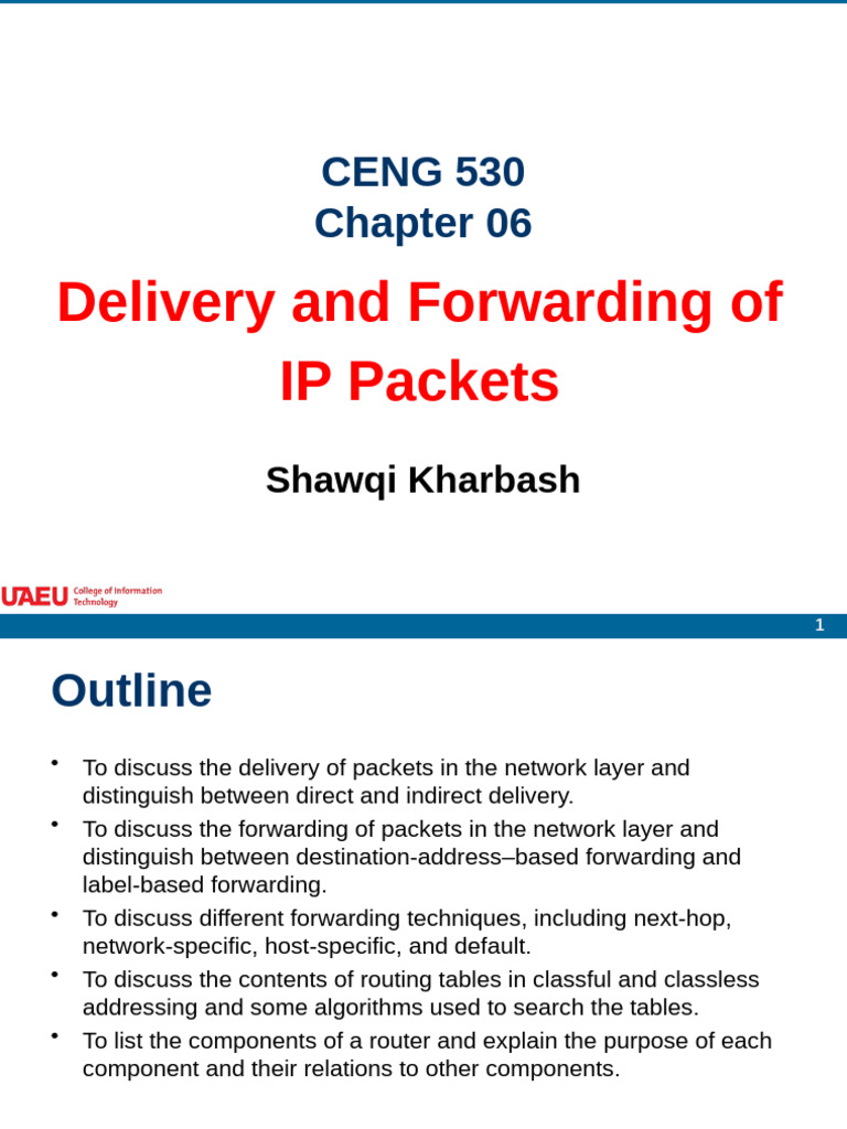 Lecture04 Delivery & Forwarding of IP Packets | PDF | Router (Computing) | Routing