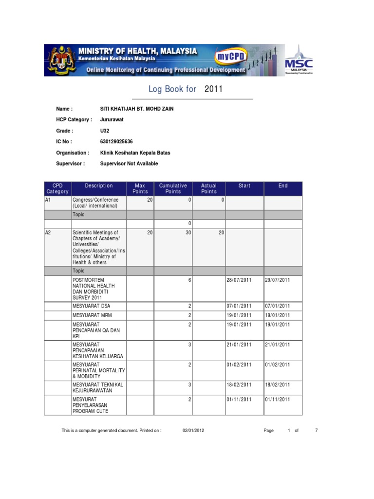 RPT Logbook | PDF