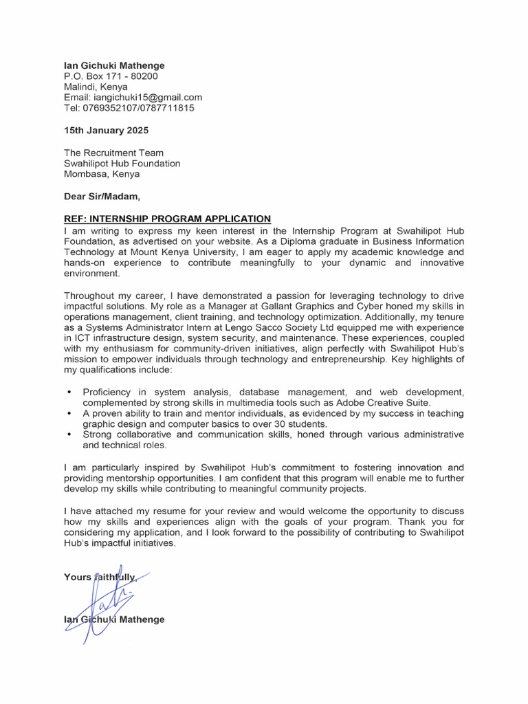 Cover Letter Swahili Pot | PDF