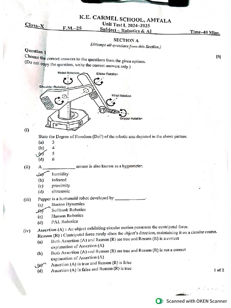 class X robotics and ai question paper | PDF
