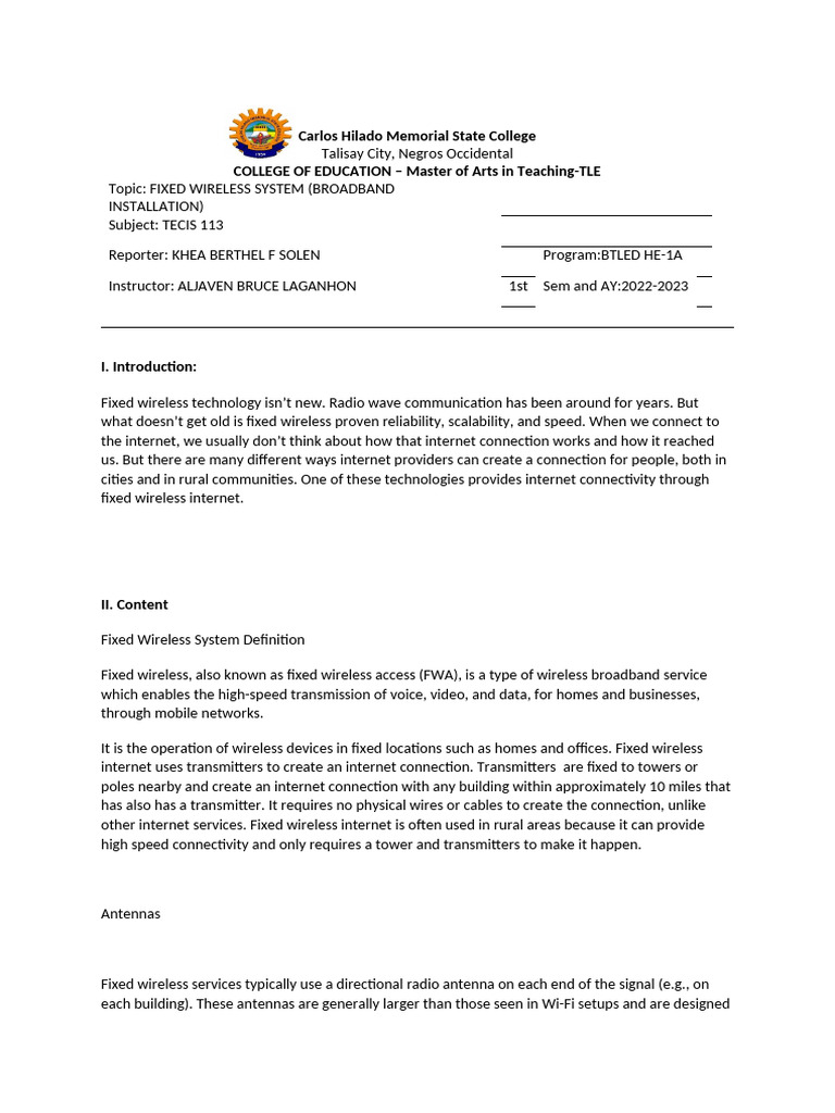 LESSON GUIDE FWS | PDF | Data Transmission | Electronic Engineering