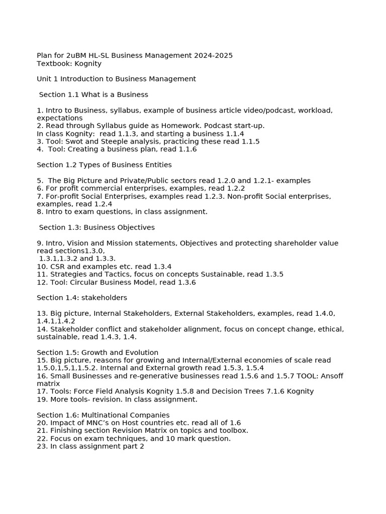 2u BM Lesson Plan Section 1 | PDF
