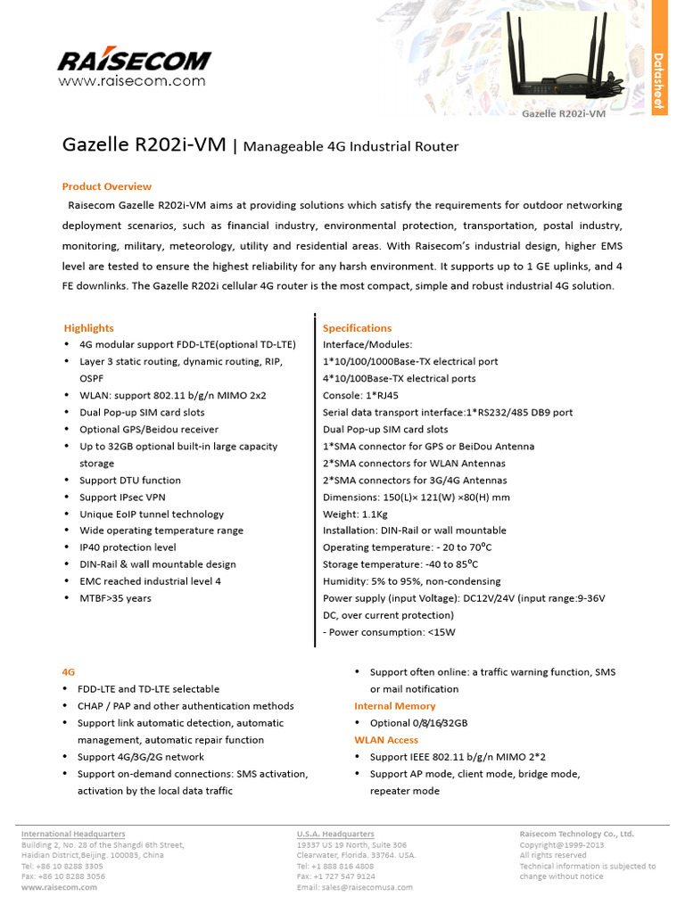 RC DS Gazelle-R202i R202i-Vm | PDF | 4 G | Computer Networking