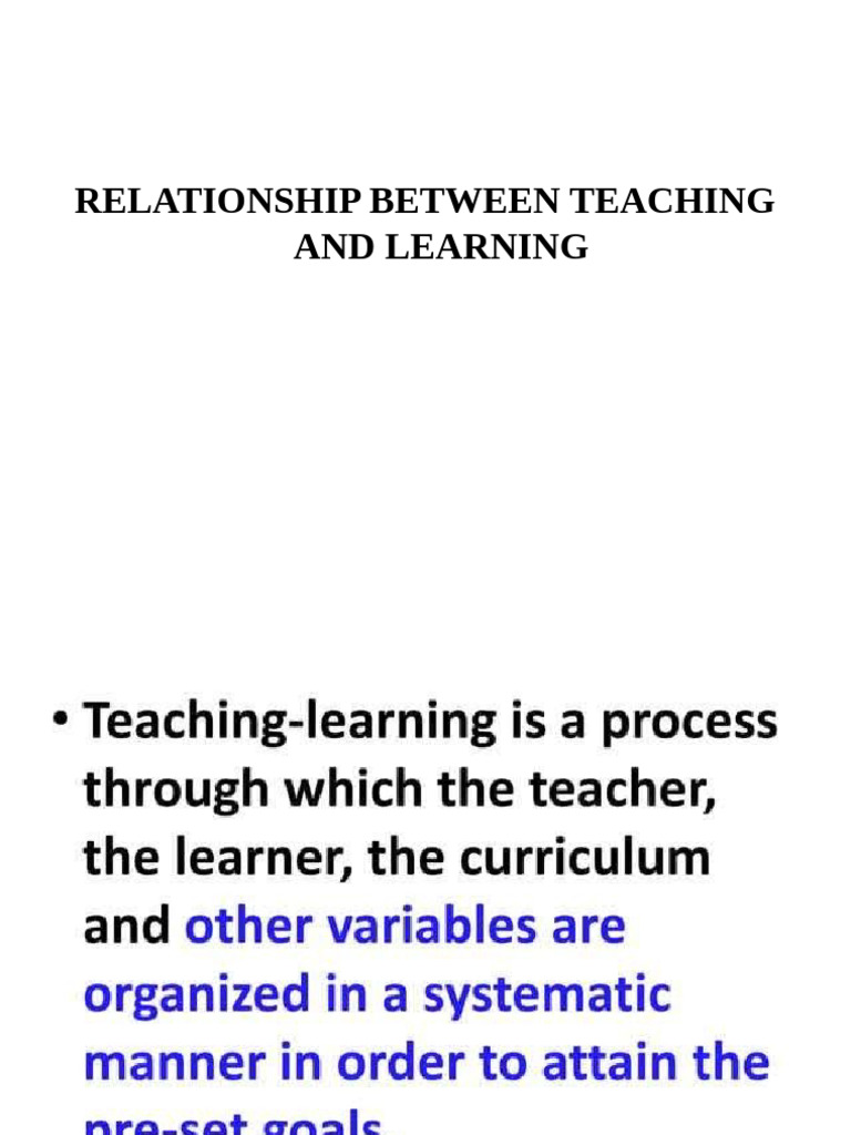Relationship Between Teaching and Learning | PDF