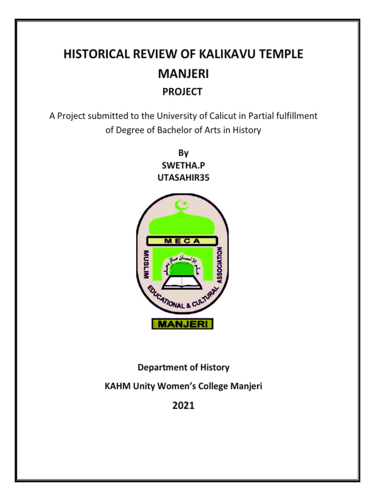 Historical Review of Kalikavu Temple | PDF