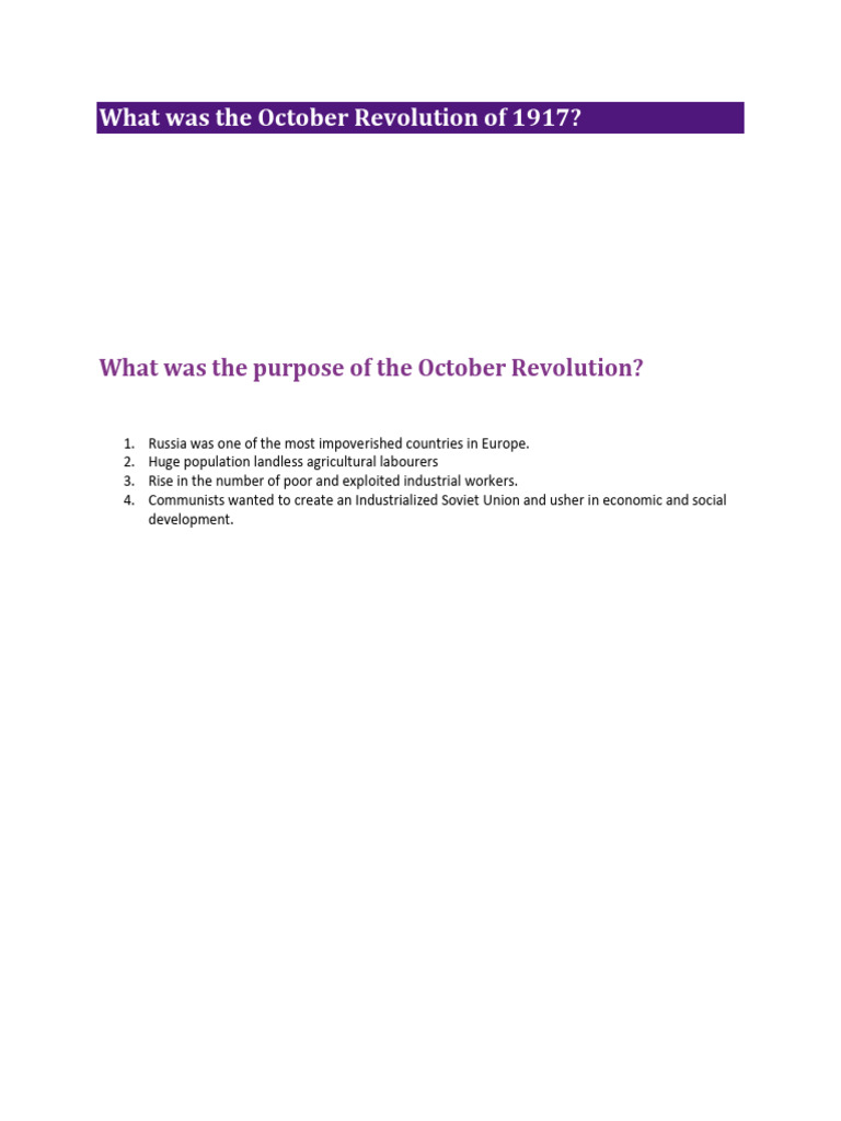 Overview of the October Revolution 1917 | PDF