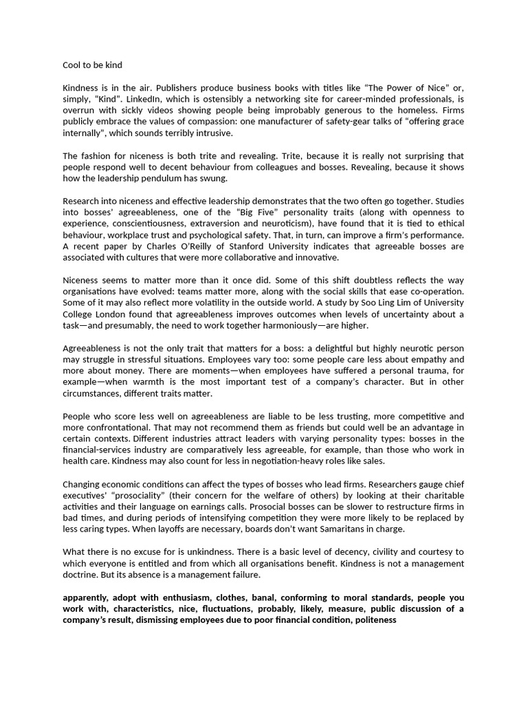 Cool-to-be-kind | PDF | Behavioural Sciences | Psychological Concepts