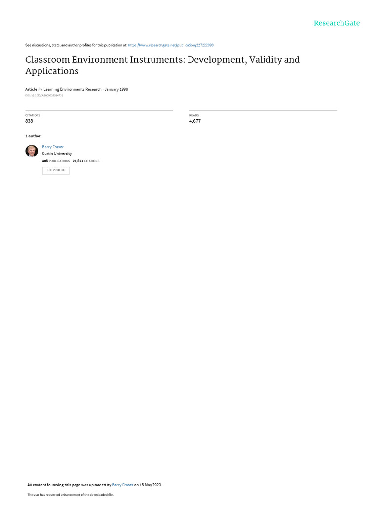 Classroom Environment Instruments Development Vali | PDF | Constructivism (Philosophy Of ...