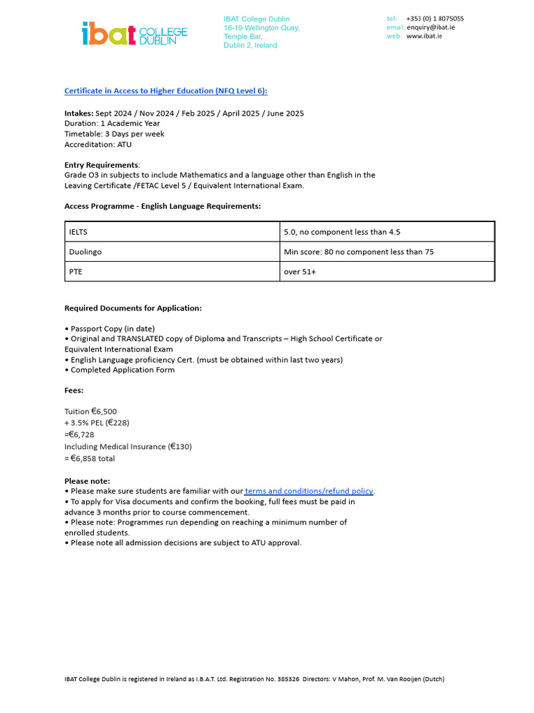 IBAT Programme Offerings Information | PDF | Academic Degree | Bachelor ...