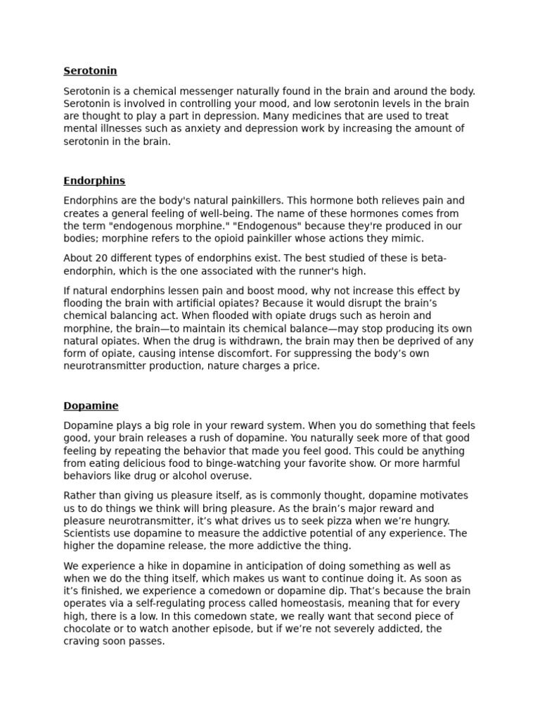 Handout 2 - Neurotransmitters | PDF | Dopamine | Pleasure