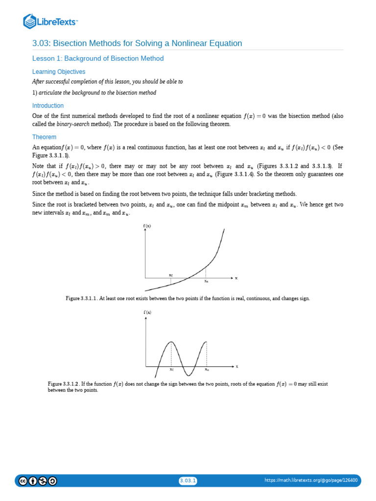 3.03 Bisection Methods For Solving A Nonlinear Equation | PDF | Mathematical Analysis ...