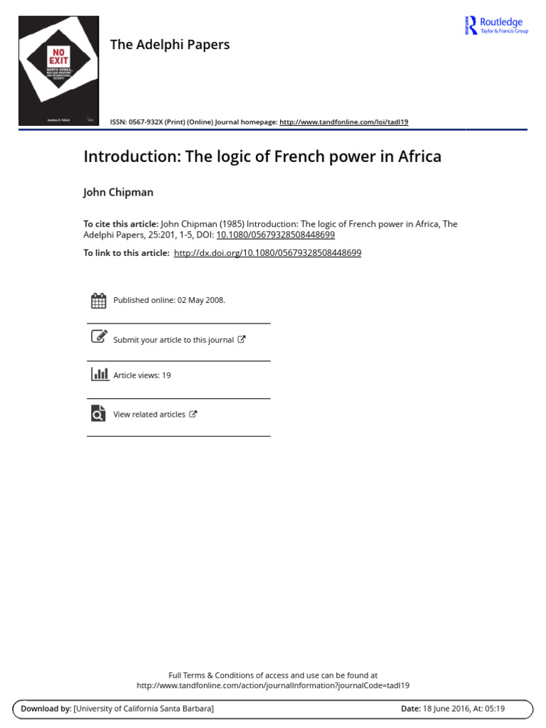 The Logic of French Power in Africa | PDF | Africa | France