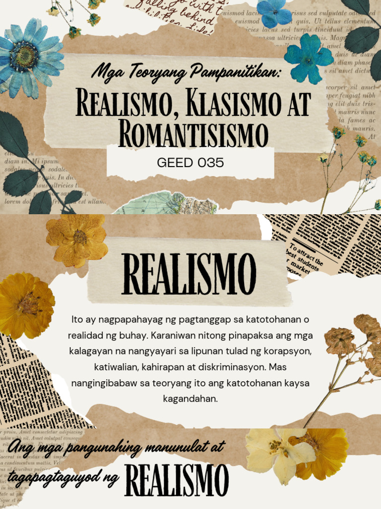 Realismo, Klasismo, Romantisismo - Pangkat 2 | PDF
