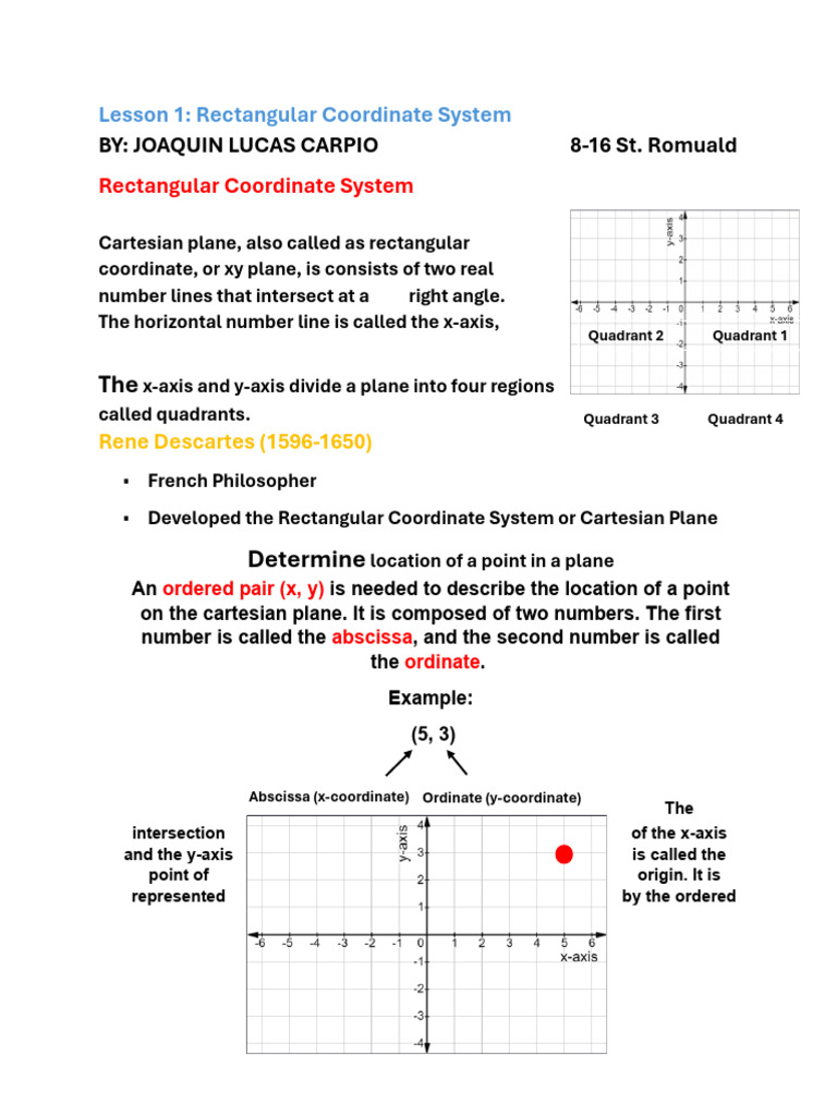 Math Reviewer 2nd Quarter 2 | PDF | Cartesian Coordinate System | Line ...