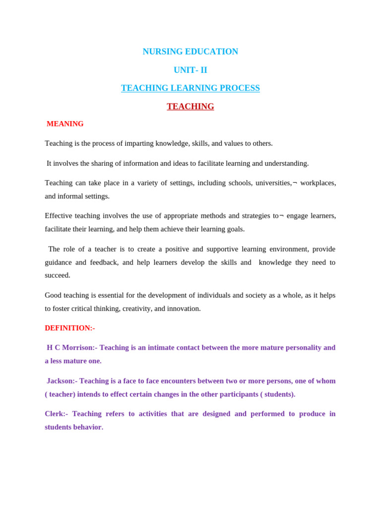 Teaching learning process | PDF | Learning | Knowledge