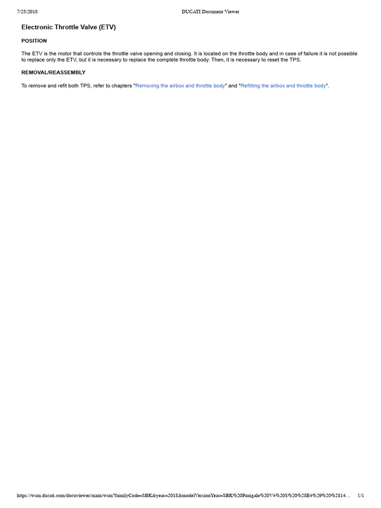 Electronic Throttle Valve (ETV) | PDF