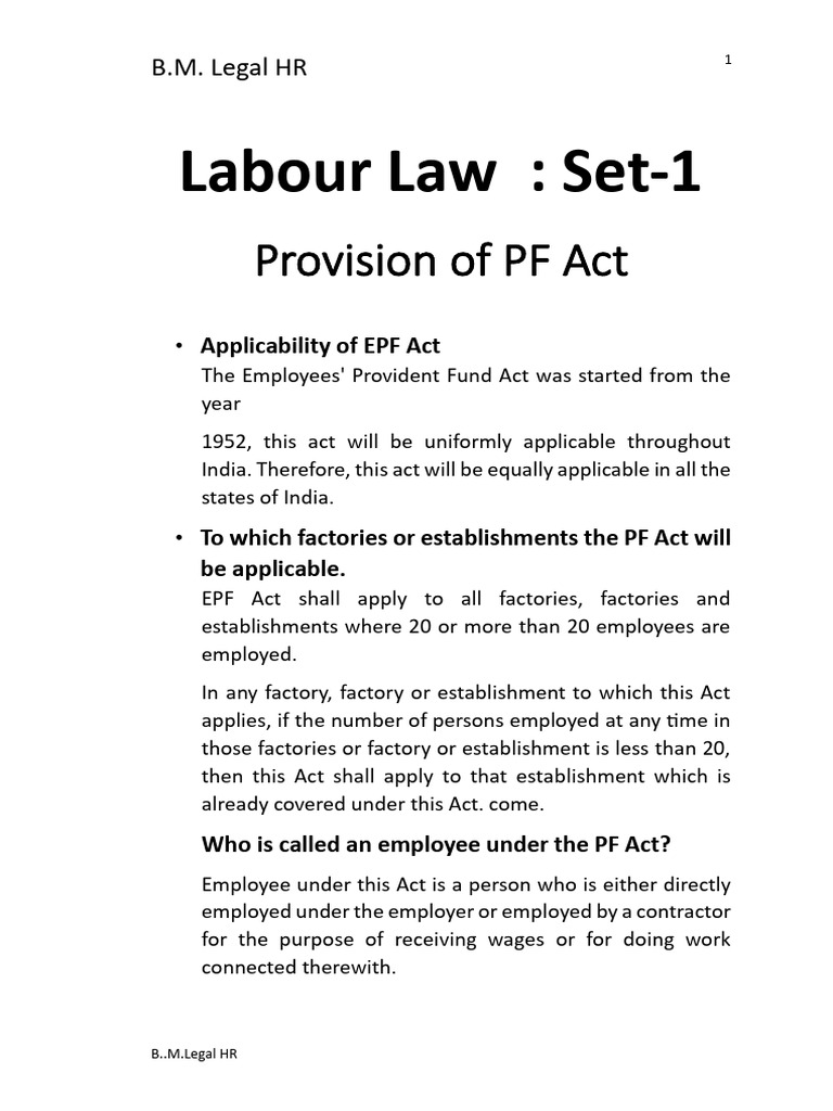 Part 1 A Labour Law Notes (1) | PDF | Pension | Employment