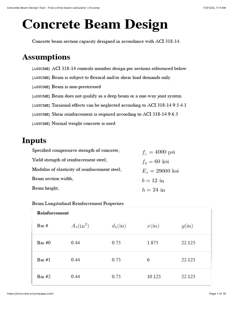 Free Concrete Beam Design Calculator | PDF | Beam (Structure ...